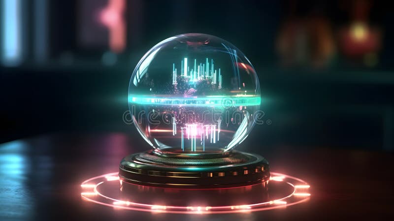 Magic Glowing Ball Standing on a Table in a Dark Atmosphere Stock ...