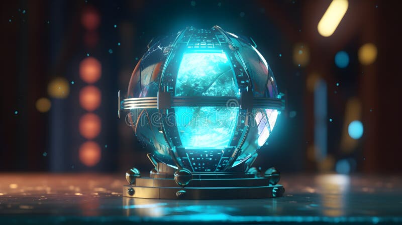 Magic Glowing Ball Standing on a Table in a Dark Atmosphere Stock ...