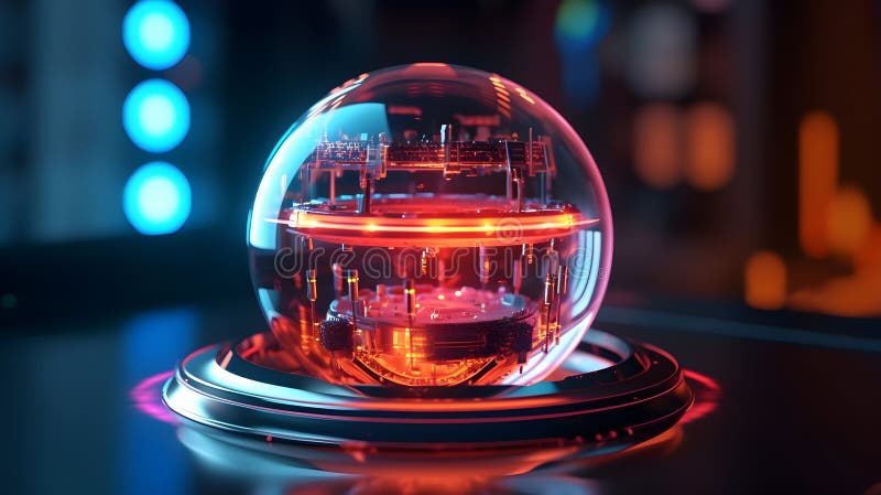 Magic Glowing Ball Standing on a Table in a Dark Atmosphere Stock ...