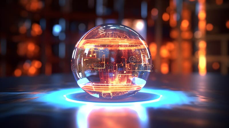 Magic Glowing Ball Standing on a Table in a Dark Atmosphere Stock ...