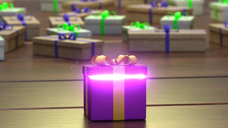 Magic Glowing Gift Box with Open Lid Stock Illustration - Illustration ...
