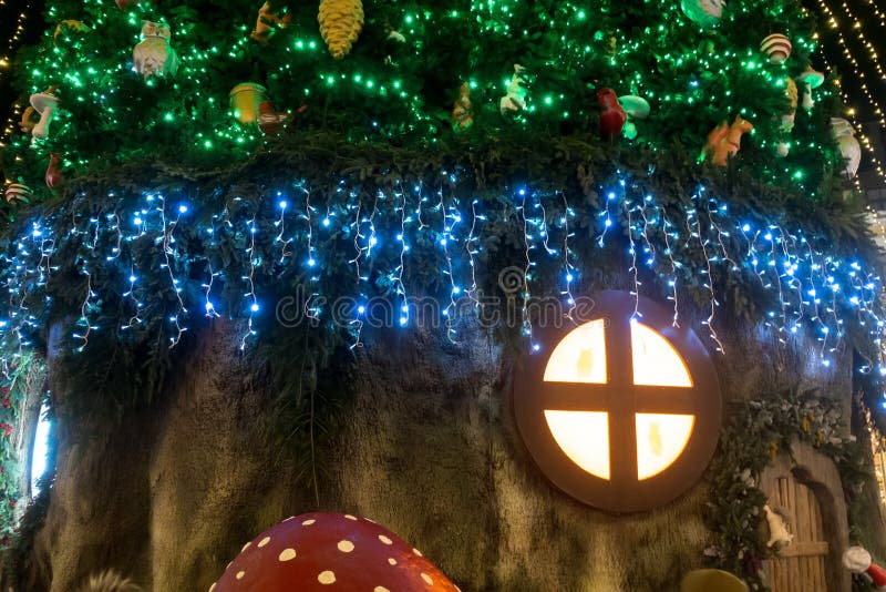 Magic Gnome House in a Tree Trunk Stock Photo - Image of home ...