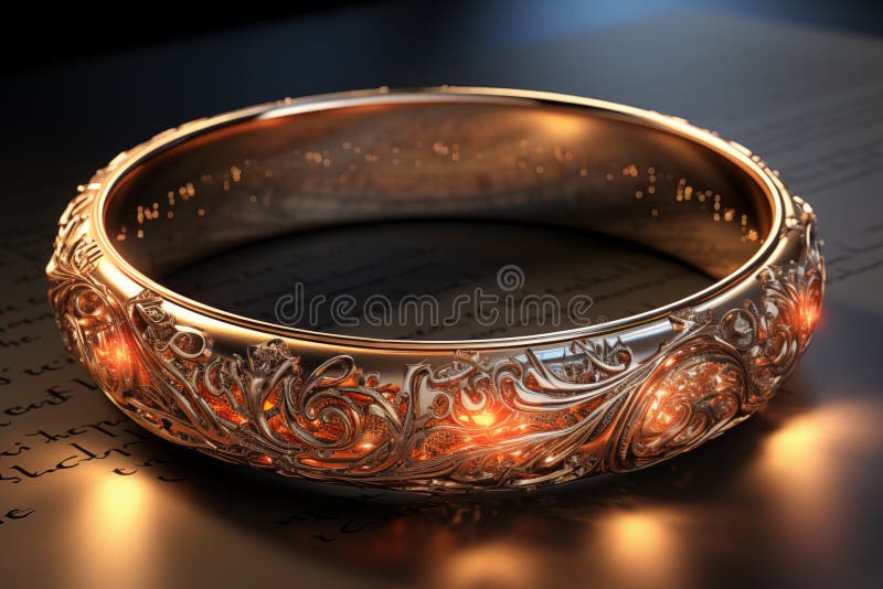 Magic Gold Ring with Carvings, AI-generated. Stock Image - Image of ...