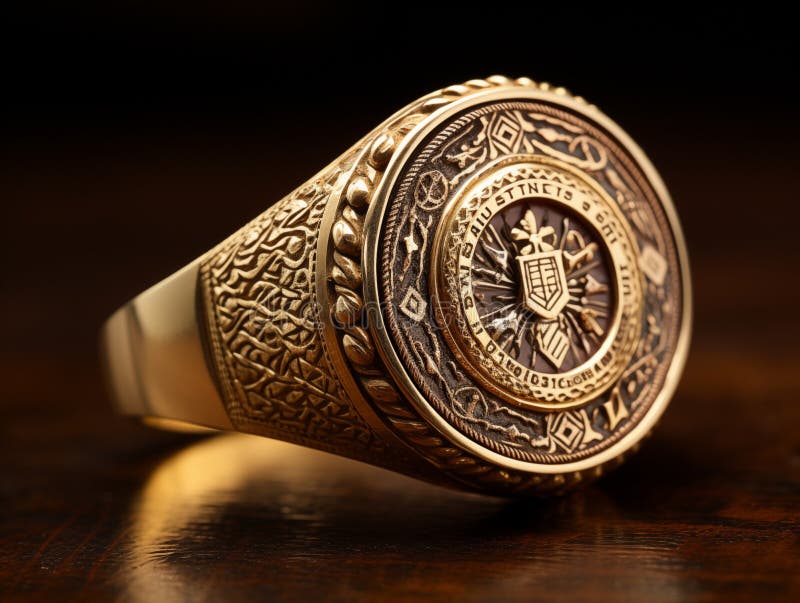 Magic Gold Ring with Carvings, AI-generated. Stock Photo - Image of ...