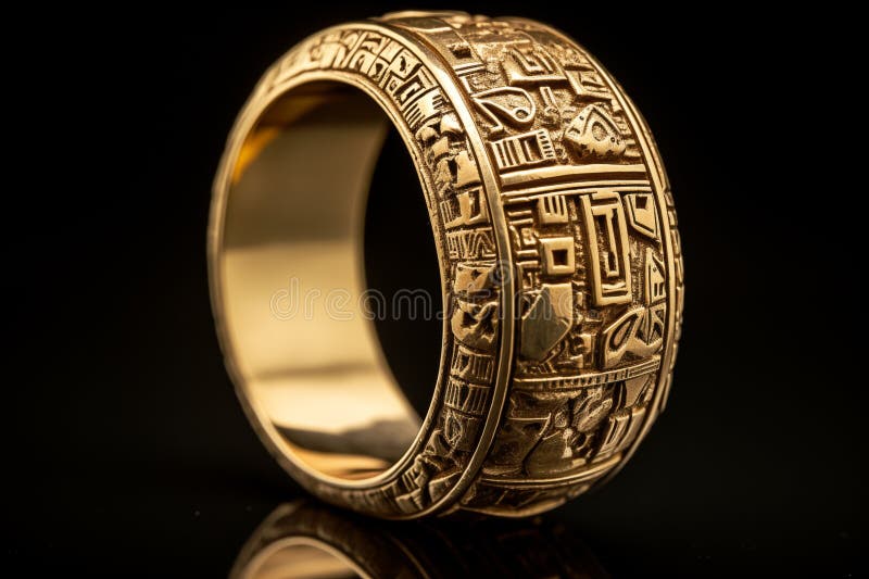 Magic Gold Ring with Carvings, AI-generated. Stock Photo - Image of ...