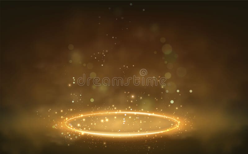 Magic Golden Flare Circle with Sparkles and Glow in the Dark. Stock ...