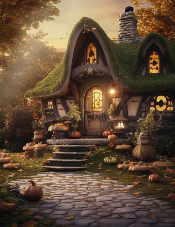 Magic Halloween House in Wood. Ai Generated Image Stock Illustration ...