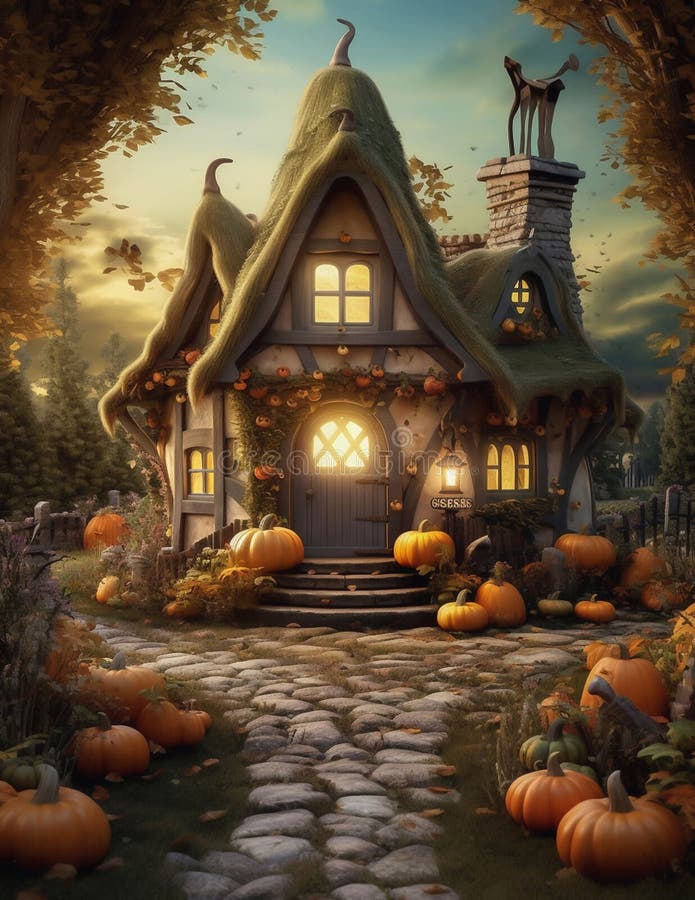Magic Halloween House in Wood. Ai Generated Image Stock Illustration ...