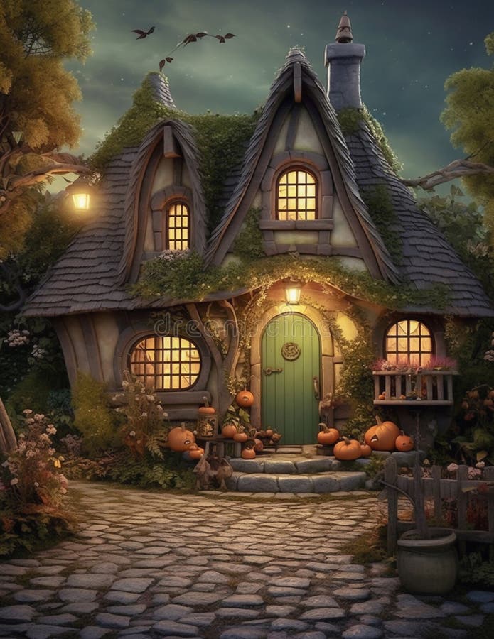 Magic Halloween House in Wood. Ai Generated Image Stock Illustration ...