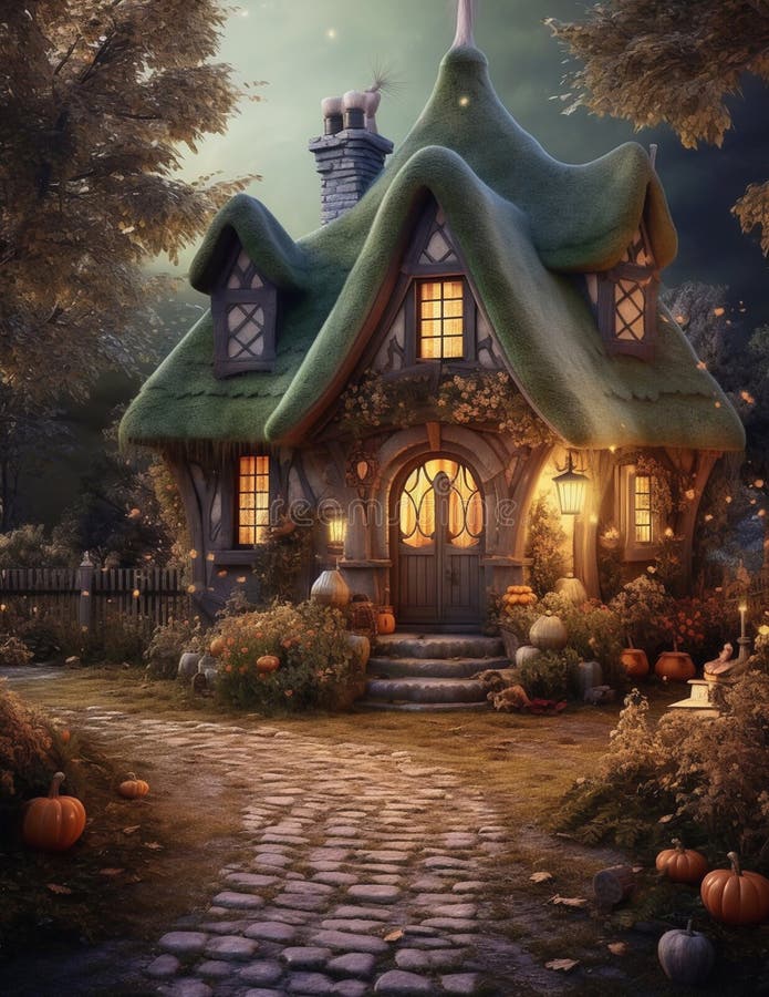 Magic Halloween House in Wood. Ai Generated Image Stock Illustration ...