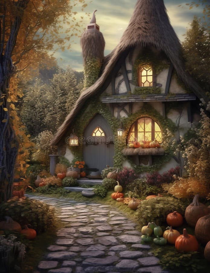 Magic Halloween House in Wood. Ai Generated Image Stock Illustration ...