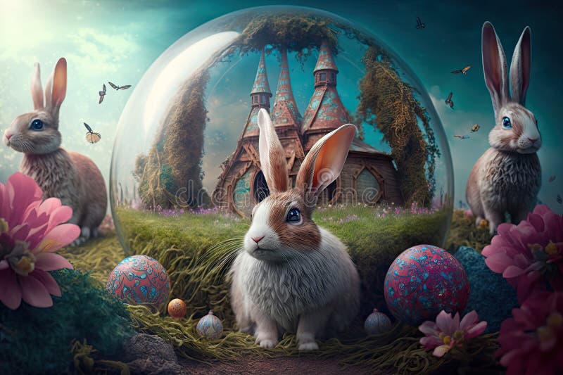 Magic Happy Easter Card. Illustration AI Generative Stock Illustration ...