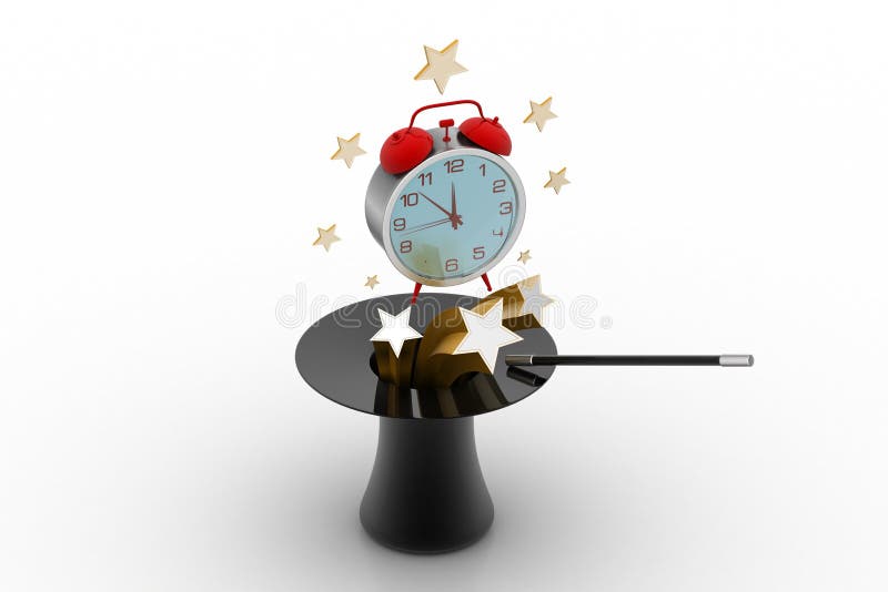 Magic hat with alarm clock stock illustration. Illustration of metaphor ...