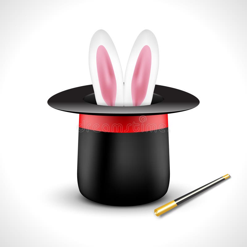 Magic Hat with Bunny Rabbit Ears. Magic Show Perfomance Design Poster ...