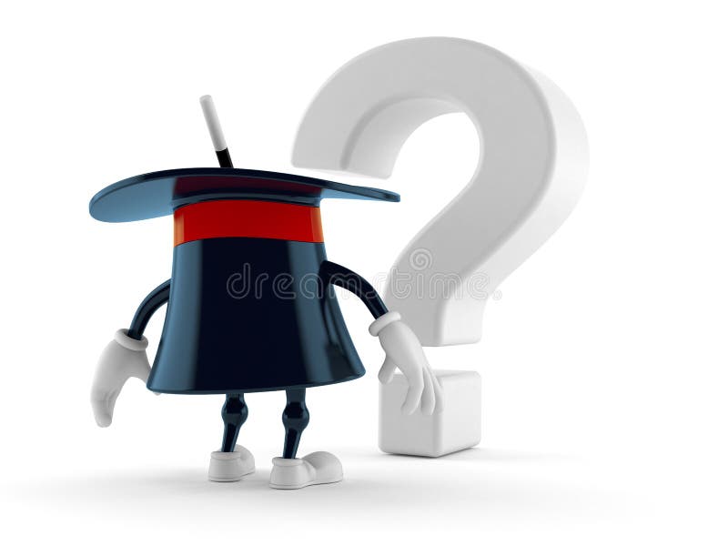Magic Hat Character Looking at Question Mark Symbol Stock Illustration ...