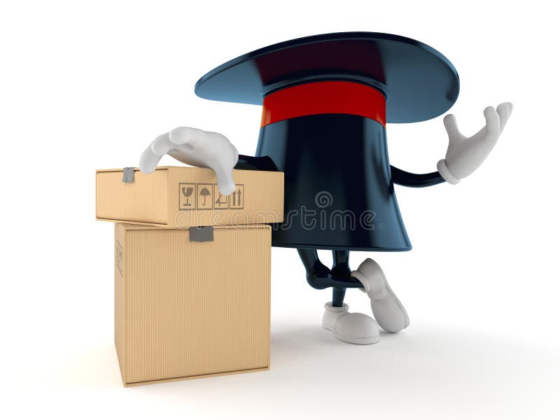 Magic Hat Character with Stack of Boxes Stock Illustration ...