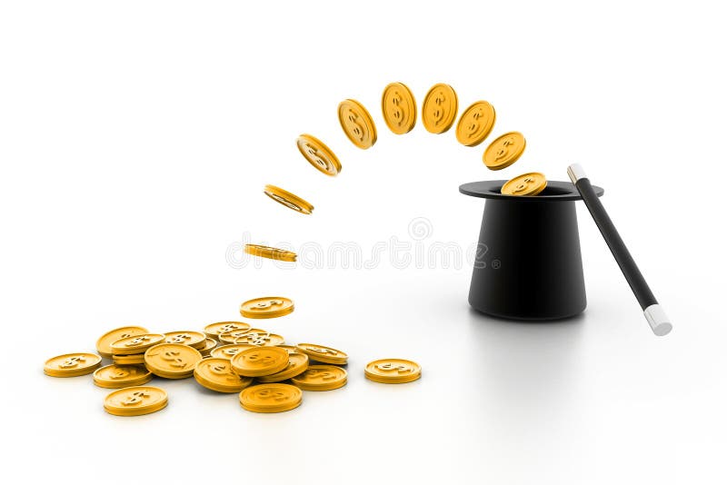 Magic hat and gold coins stock illustration. Illustration of concept ...