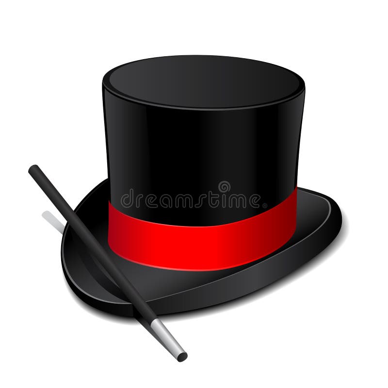 Magic hat with magic wand stock vector. Illustration of entertainment ...
