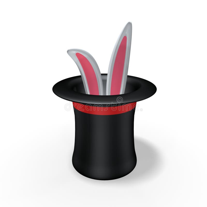 Magic hat with rabbit ear stock illustration. Illustration of year ...