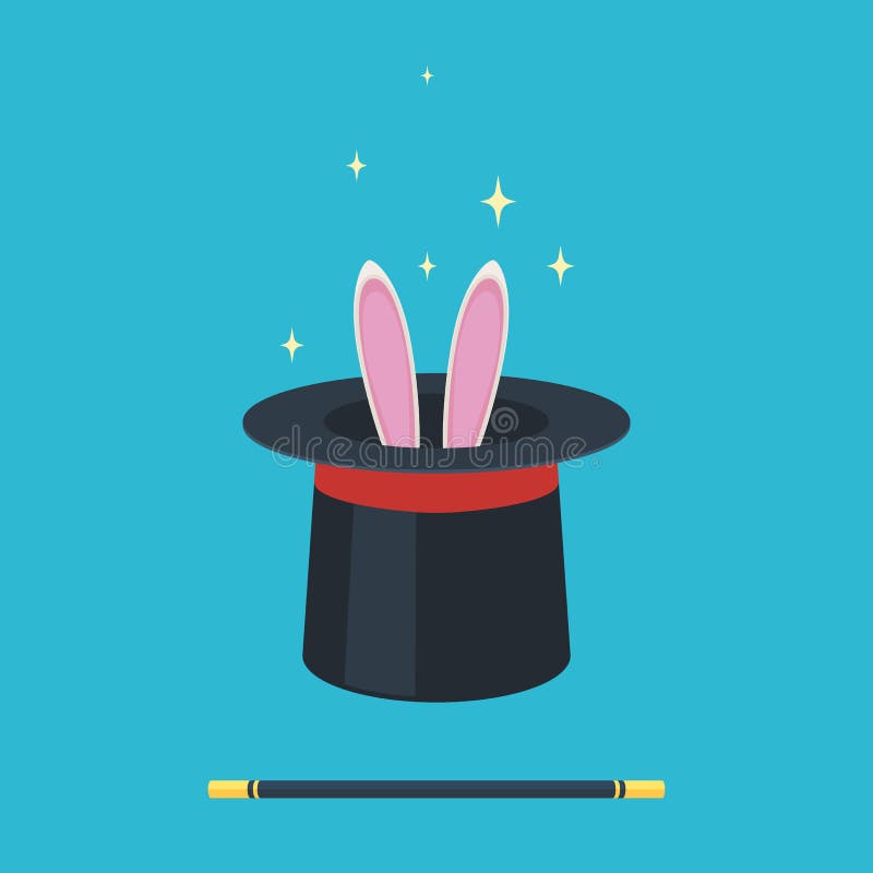 Magic hat with rabbit stock vector. Illustration of illusionist - 93397922
