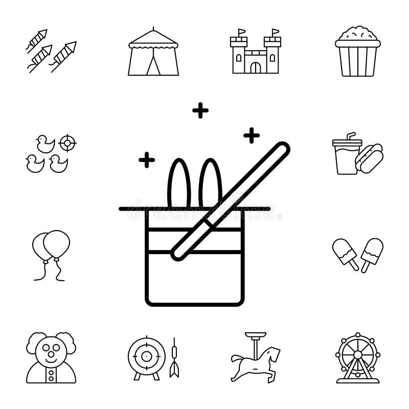 Magic, Hat, Rabbit Flat Vector Icon in Amusement Pack Stock ...