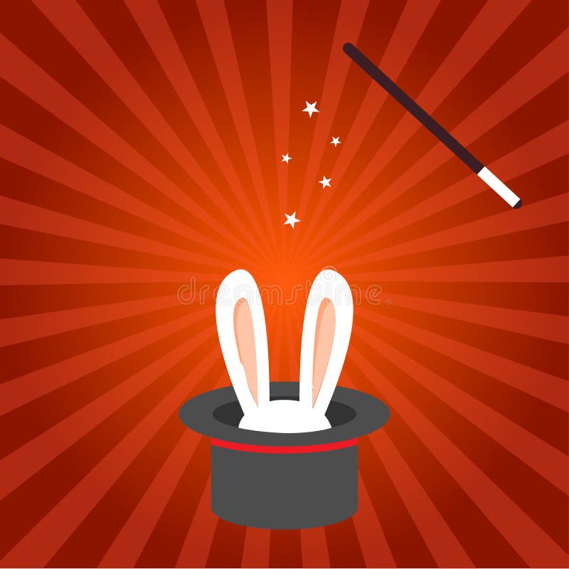 Magic Hat with Rabbit. Vector Flat Cartoon Illustration Stock ...