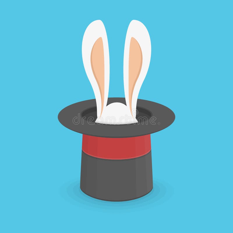 Magic hat with rabbit. stock vector. Illustration of illusionist - 90640143