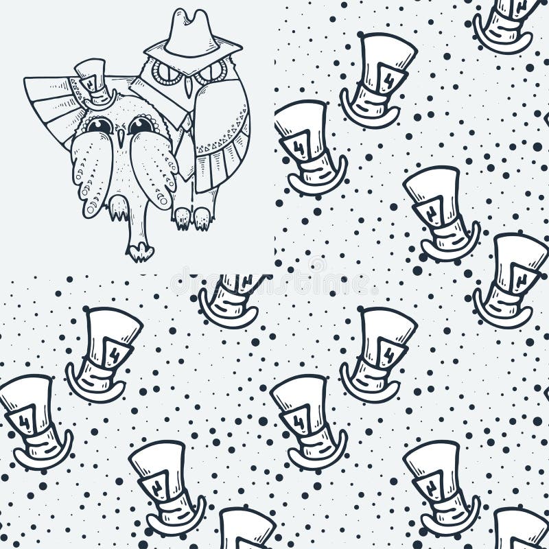 Magic Hat Seamless Pattern. Cute Doodle Illustration Stock Illustration ...