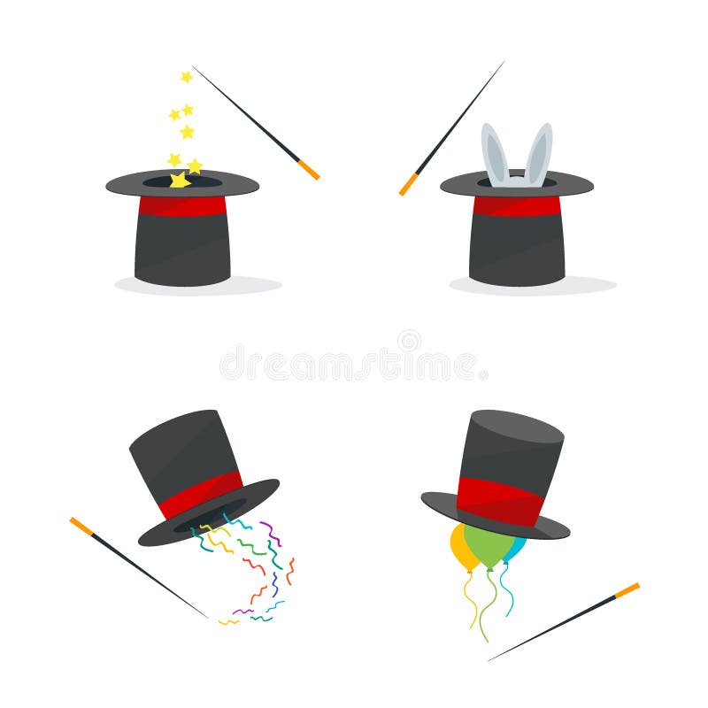 Magic Hat Set. Vector stock vector. Illustration of element - 76186232