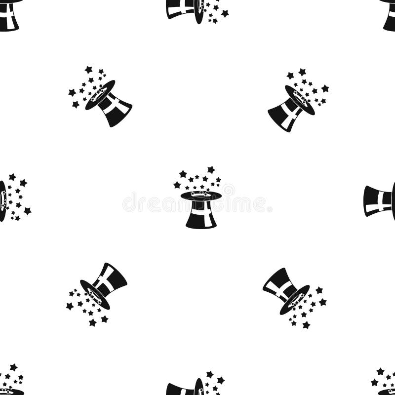 Magic Hat with Stars Pattern Seamless Black Stock Vector - Illustration ...