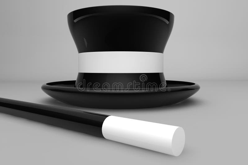 Magic hat and stick stock illustration. Illustration of show - 14862541