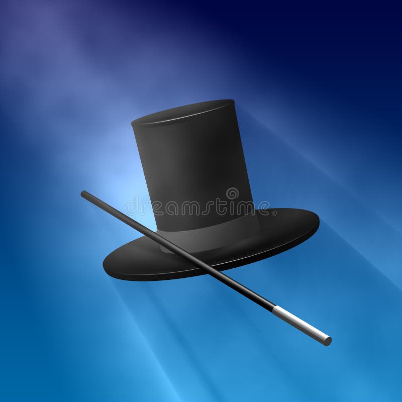 Magic hat with wand stock illustration. Illustration of magical - 5968664