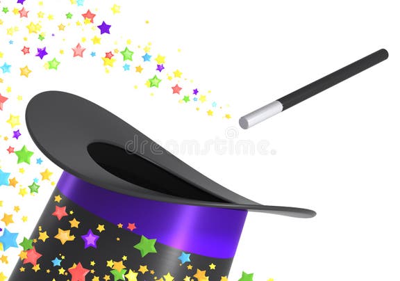 Magic Hat and Wand with Clipping Path Stock Illustration - Illustration ...
