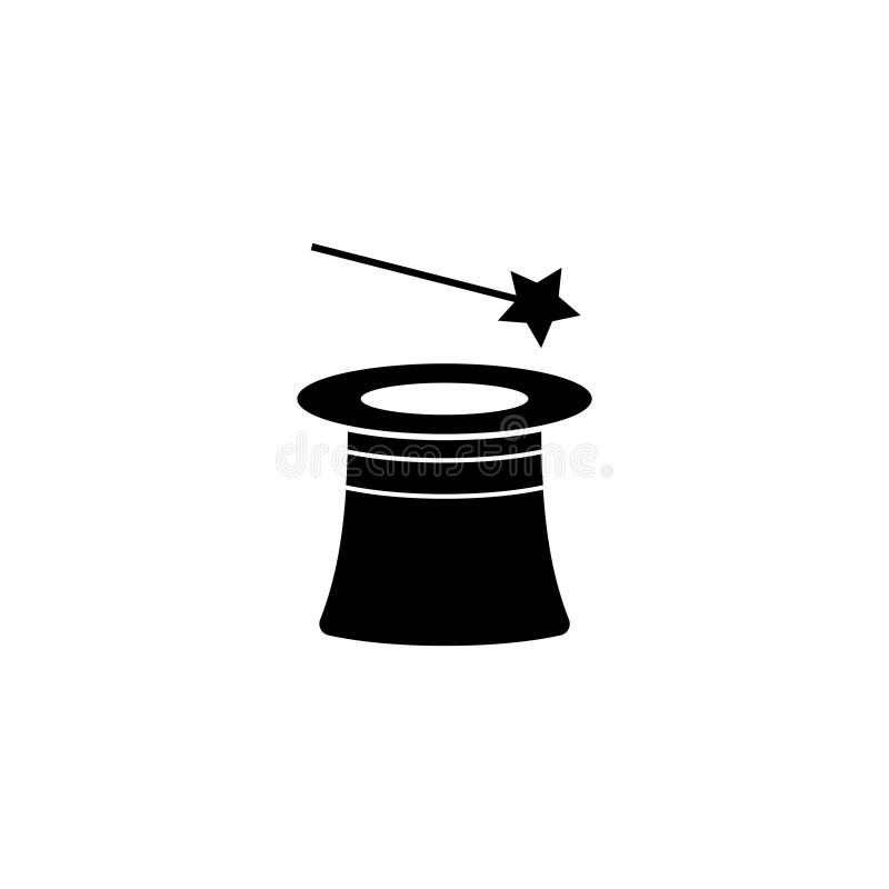 Magic Hat and Wand Flat Vector Icon Stock Vector - Illustration of ...