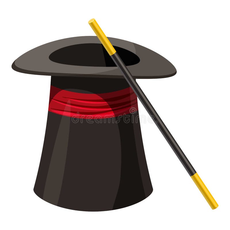 Magic Hat and Wand Icon, Cartoon Style Stock Vector - Illustration of ...