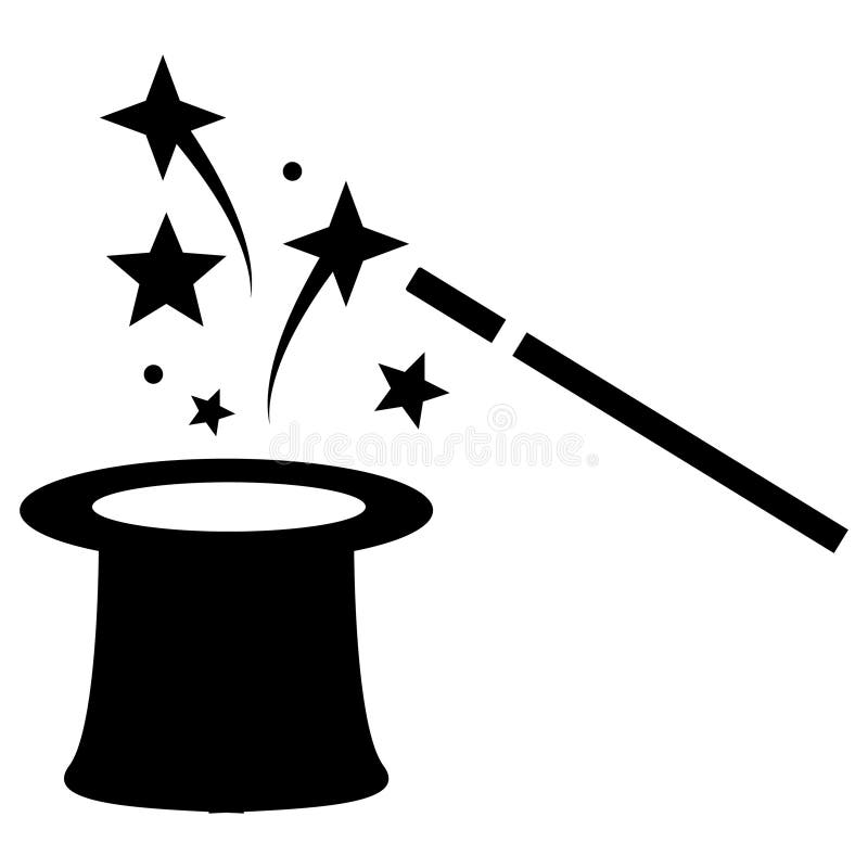 Magic Hat with Wand Icon. Wand Magic Hat Sign. Magic Hat with Stars ...