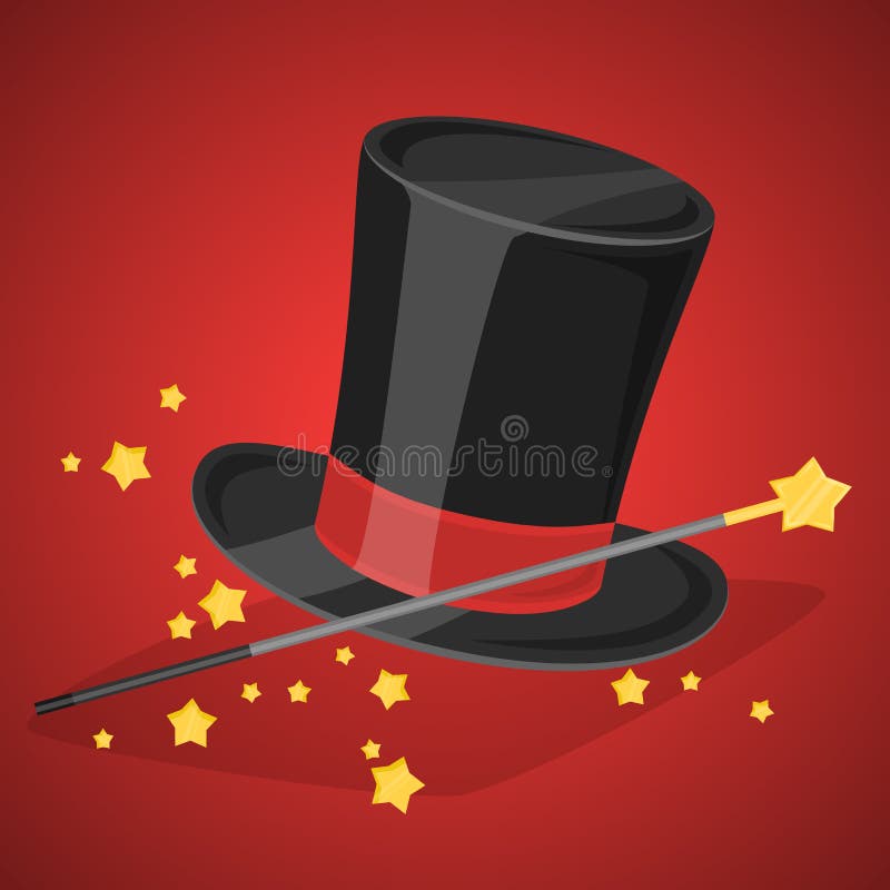 Magic Hat and Wand with Sparkles Stock Vector - Illustration of design ...