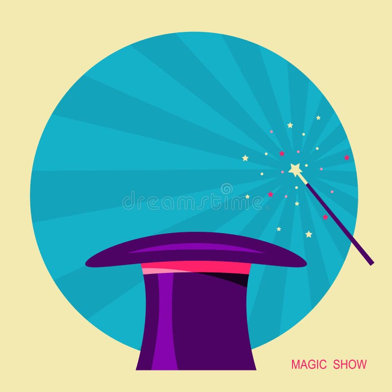 Magic Hat and Magic Wand.Vector Label for Design Stock Vector ...