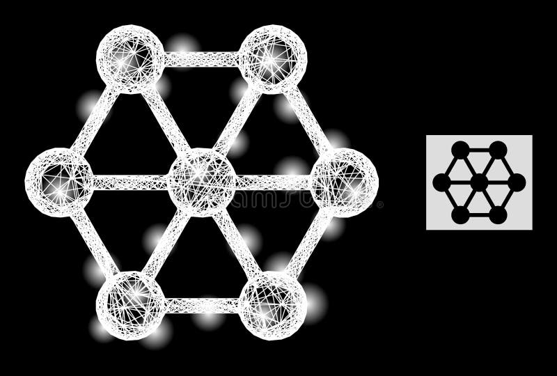 Magic Hatched Mesh Node Connections with Glare Spots Stock Photo ...