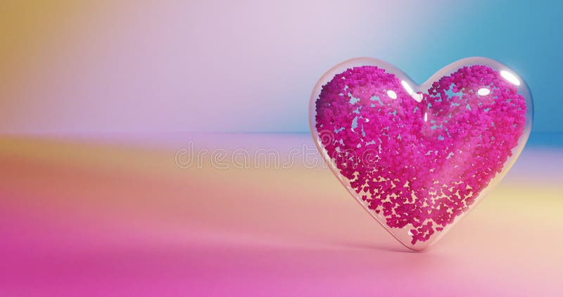 Magic of Heart Particles Inside the Glass Heart Jar Stock Video - Video ...