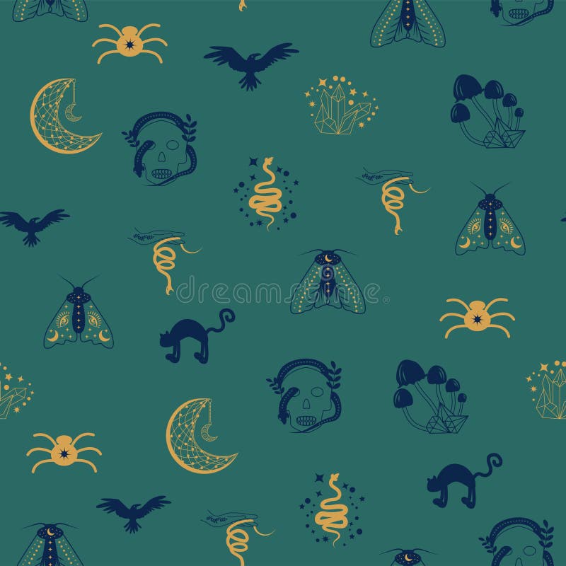 Magic and Heaven Seamless Pattern, with Magical Elements Such As Snake ...