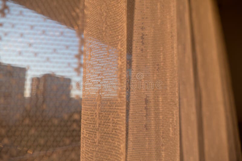 Hidden View from Awindow with a Curtain Stock Photo - Image of ...