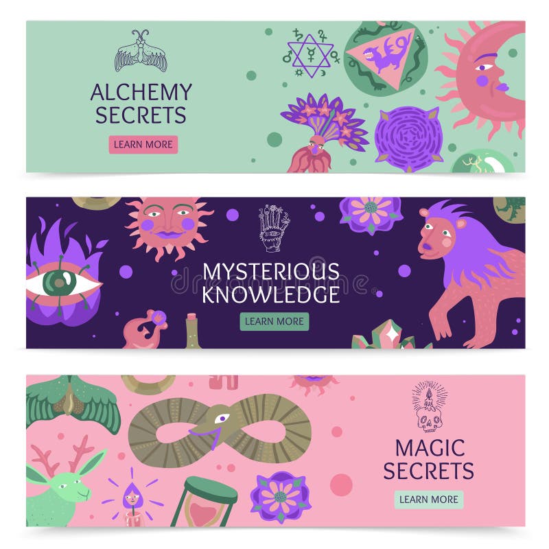 Magic Horizontal Banners stock vector. Illustration of alchemy - 111484331