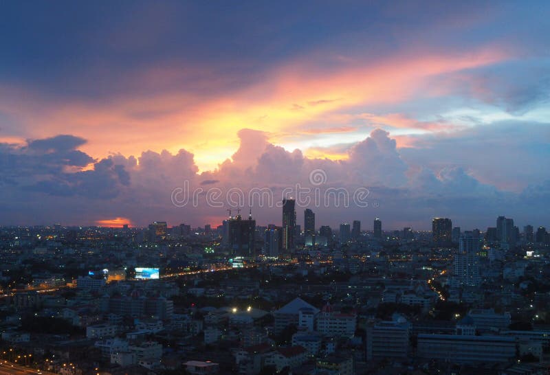 Magic hour in city stock image. Image of night, sunset - 98055469