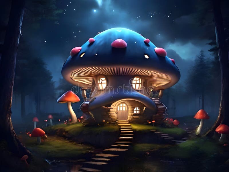 Magic House in the Forest Ai Generated Stock Illustration ...