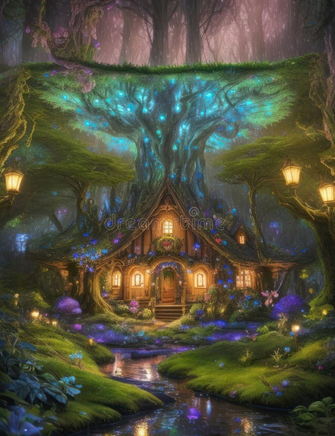 Magic House in the Mushroom. AI Generated Stock Illustration ...