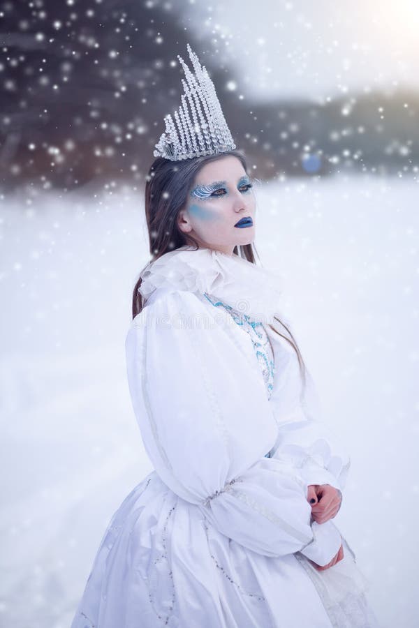 Magic Ice Queen in Winter Landscape. Stock Image - Image of frozen ...