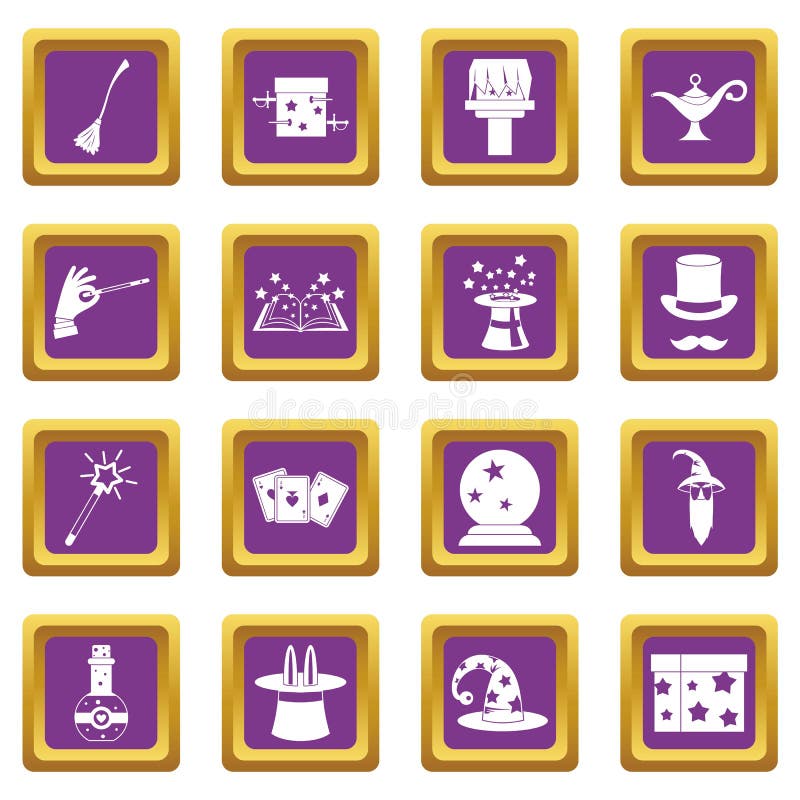 Magic icons set purple stock vector. Illustration of purple - 98403376