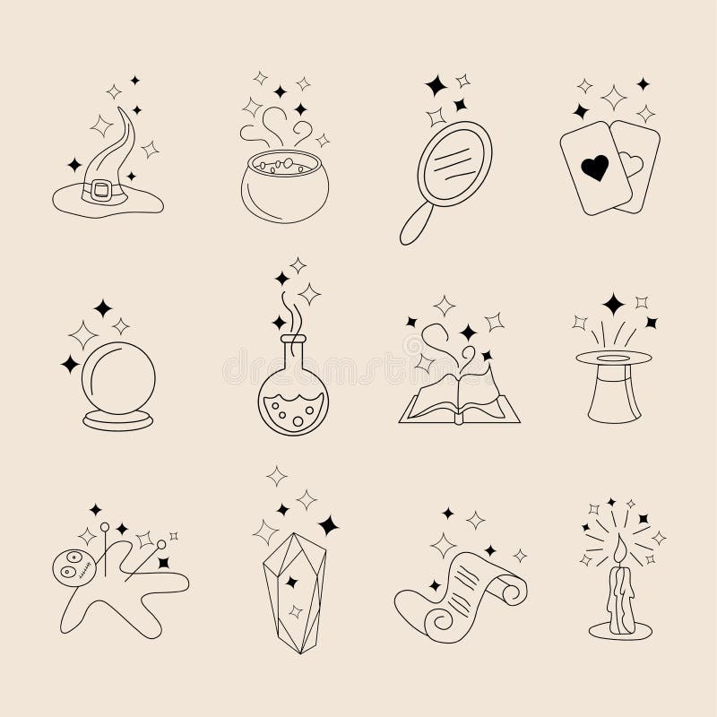 Magic icons. Vector set stock vector. Illustration of document - 254598061