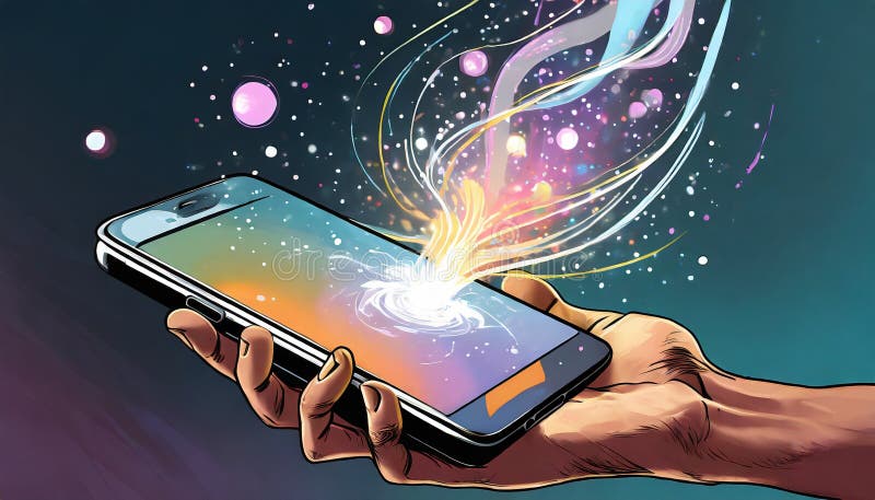 Magic inside smartphone stock illustration. Illustration of mystery ...